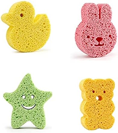 4Pcs Baby Bath Sponge Soft Baby Sponge for Bathing,Cute Animal Shapes ...