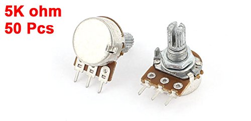sourcingmap 50Pcs 5K Ohm 3-Terminal 6mm Shaft Rotary Linear Taper ...