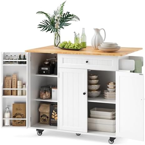 Amazon.com: Ahomly Kitchen Island with Storage, Island Table for ...