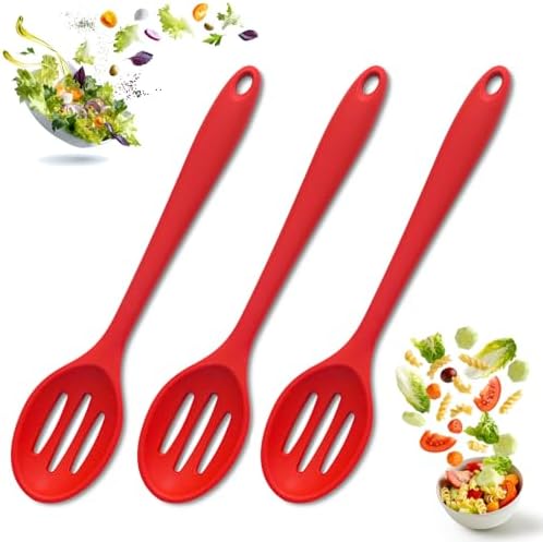 Amazon.com: Silicone Nonstick Slotted Spoons Set 2,High Heat Resistant ...
