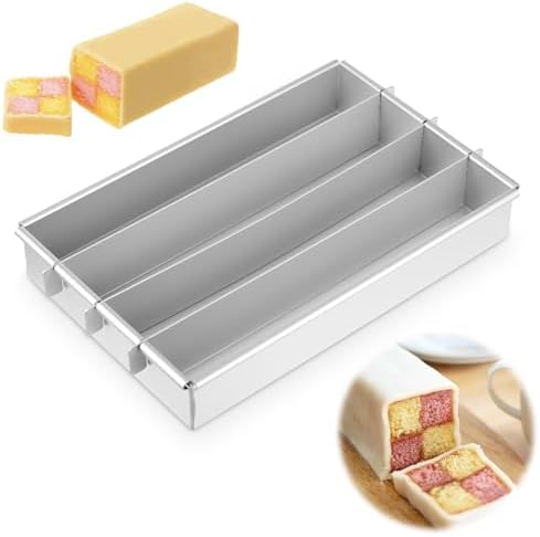 LTXDJ Rectangular Cake Tin, 10 x 6“ Battenburg Cake Tin Movable Squares ...