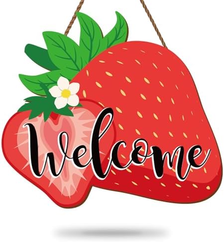 Amazon.com: Burbell 3 Pcs Summer Strawberry Wood Sign Strawberry Table ...