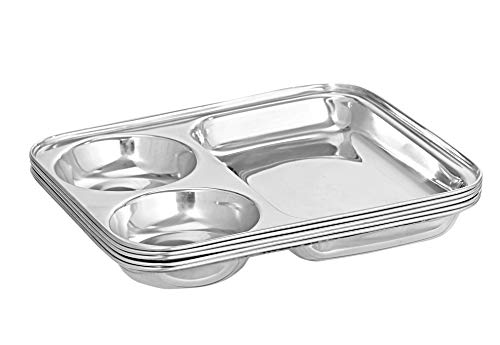 Buy THW Stainless Steel Round 3 in 1 Partition Compartment Lunch Dinner ...