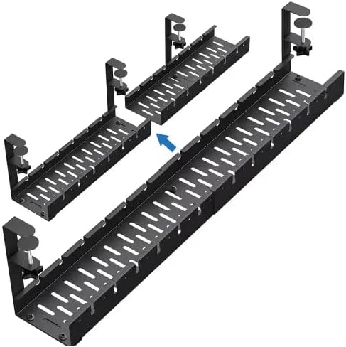 Amazon.com: Under Desk Cable Management Tray – No Drill, Retractable ...