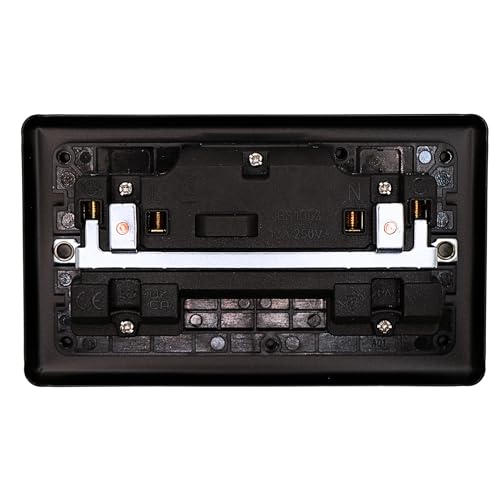 SHPELEC Matt Black Finish 13A Metal Double Socket with 35mm PVC Surface ...