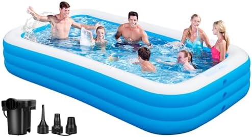 Amazon.com: Extra Large Inflatable Swimming Pool with Pump，Lylting 130 ...