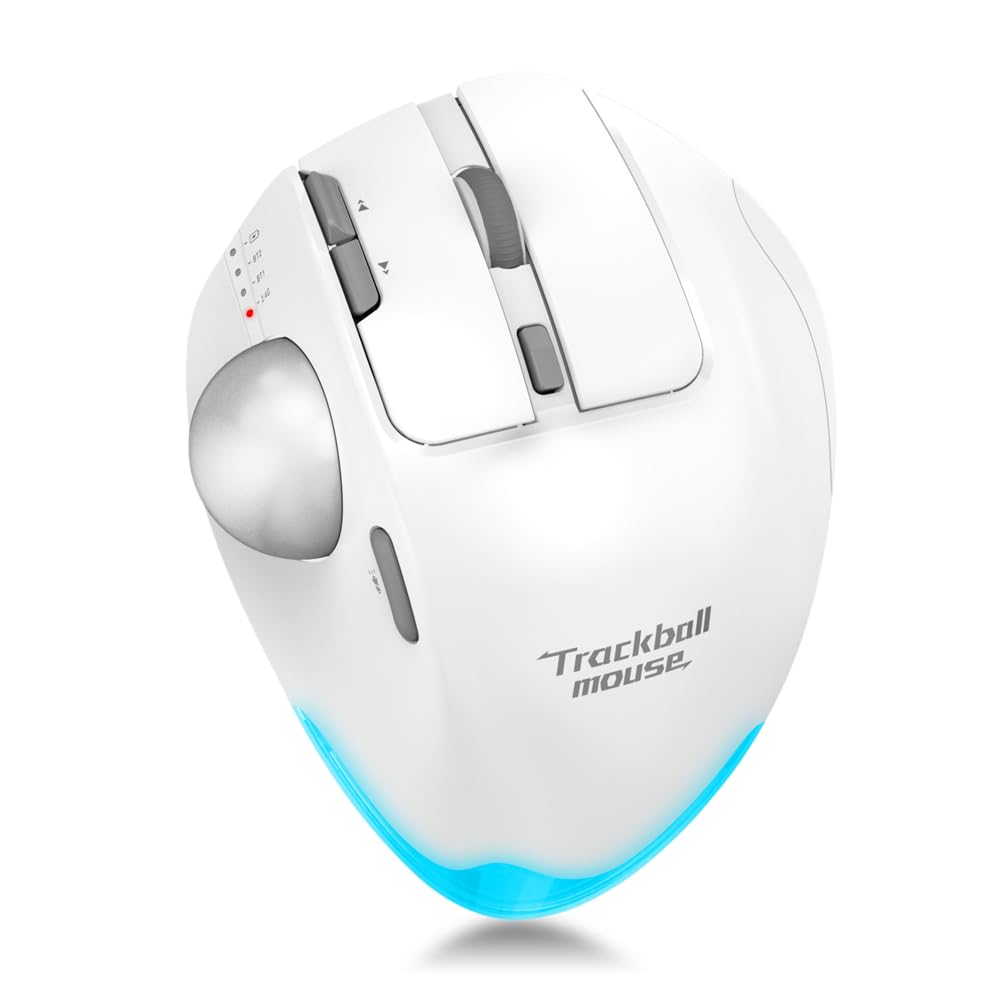 Amazon.com: TKMARS Wireless Ergonomic Trackball Mouse, Rechargeable, Bluetooth Rollerball Mouse ...