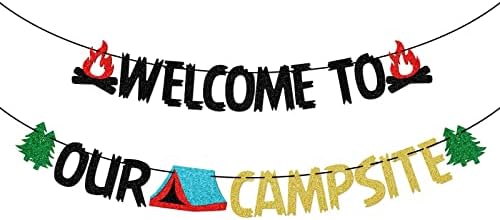 Amazon.com: Welcome To Our Campsite Glitter Banner, Camping Party ...