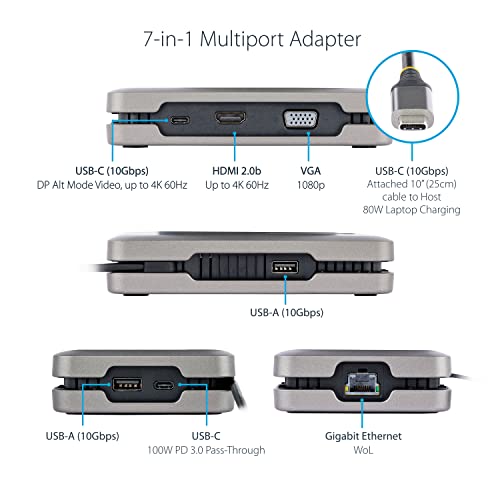StarTech USB-C Multiport Adapter w/ USB-C DP Alt Mode Video Output/4K ...