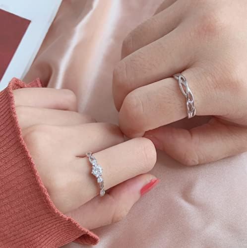 Simsly Silver Eternity Couple Rings Adjustable Interwoven Rings ...