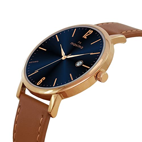 Buy Maxima Attivo Collection Analog Blue Dial with Rose Gold case and ...