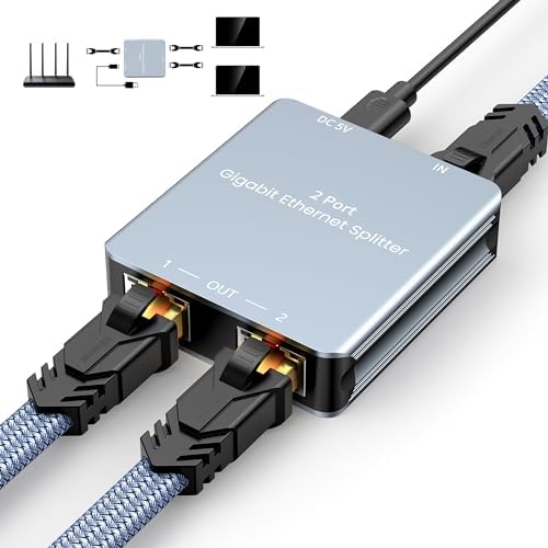 Amazon.com: Pushua Ethernet Splitter 1 to 2 High Speed 1000Mbps ...