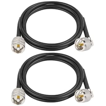 MOOKEERF CB Coax Cable - 2PCS 5FT RG58 UHF PL-261 Male to Male Right Angle Coaxial Cable Low ...