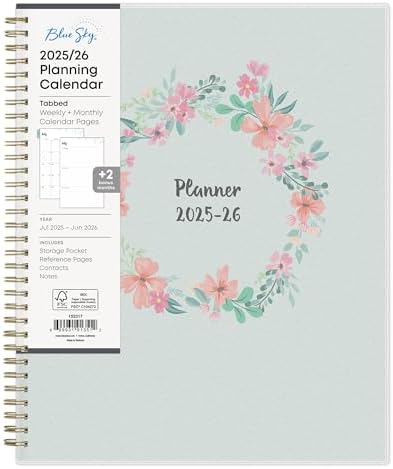Blue Sky 2025-2026 Weekly and Monthly Academic Year Planner Calendar ...