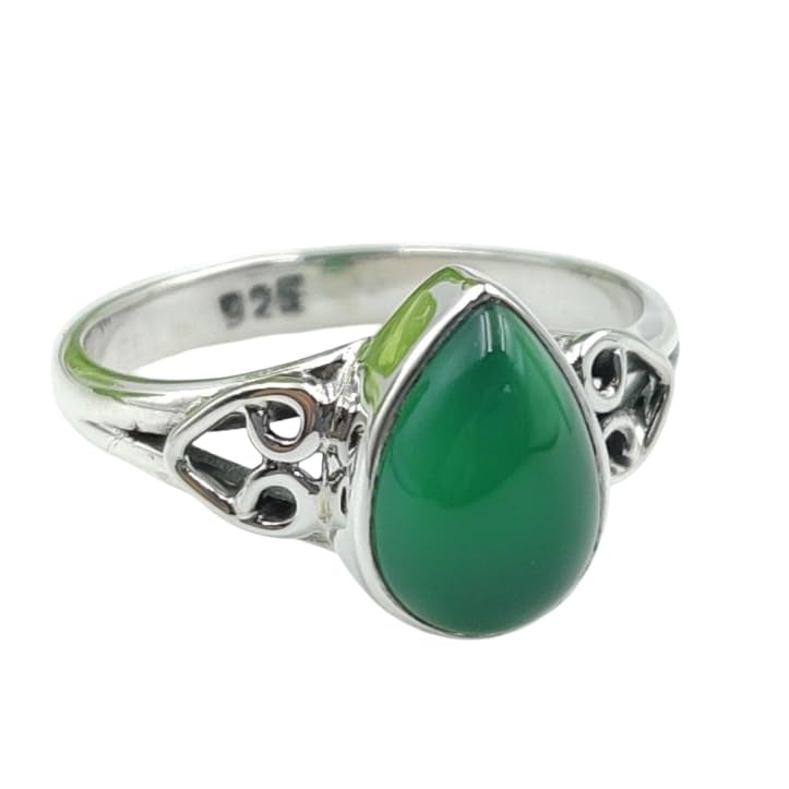 Amazon.com: Natural Green Onyx Ring in 925 Sterling Silver – Handmade ...
