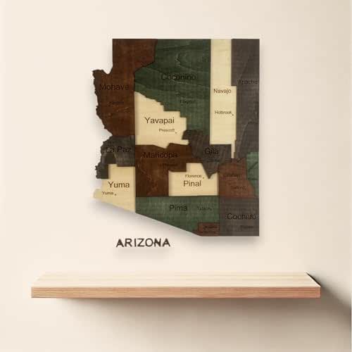 Amazon.com: 3D Wooden Arizona Map - Handcrafted Grand Canyon State Wall ...
