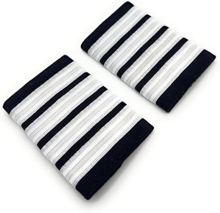 Pilot Captain Silver Stripes Epaulettes Airline Cabin Crew 4 Bars Navy ...