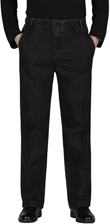 Ylingjun Mens Jeans Elastic Waist Relaxed Fit Straight Leg Jeans Casual ...