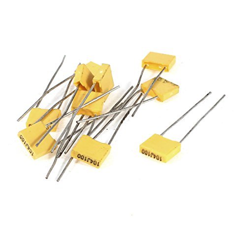 DealMux 10 Pcs 104J100 0.1uF 100V Radial Polyester Film Box Type ...