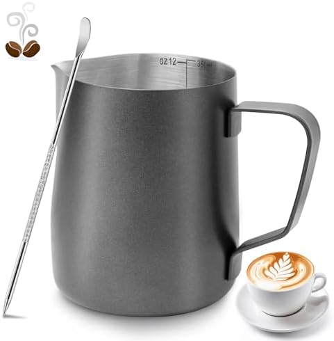 Milk Frothing Pitcher, 350ml/12oz Milk Jug for Coffee Machine ...