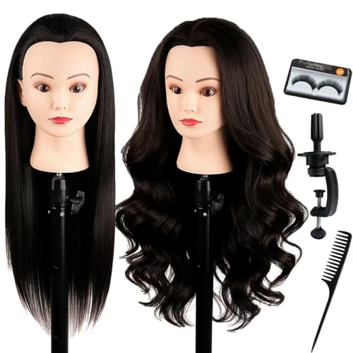 Human Hair Mannequin Head 24Inch 100% Real Hair Styling Training Head ...