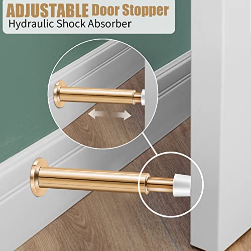 KOLAKO Door Stoppers, Gold Door Stop, Wall Mounted Long Adjustable ...