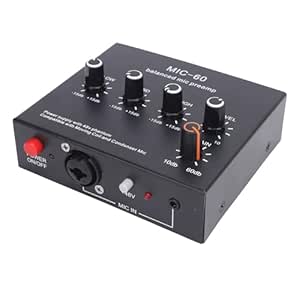 Wisoqu Mic Preamp,48V Power XLR Output Microphone Preamp for Dynamic ...