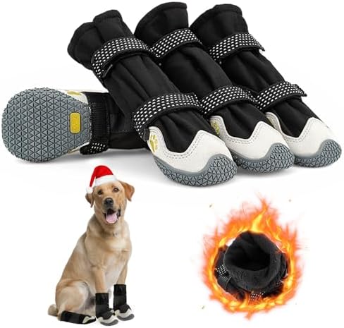Caossuixin 4PCS Dog Boots for Injured Paws, Dog Shoes Waterproof with ...