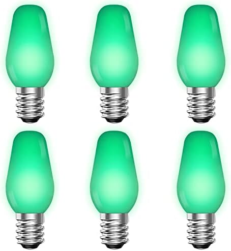 EZLS C7 Green LED Bulbs - 5 Pack Smooth Lens Green Transparent C7 ...