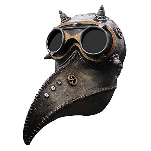 Eighty Plague Doctor Mask- Gold Bird Beak Steampunk Gas Costume-Long ...