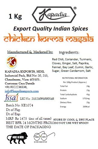 Kapadia Chicken, Mutton, Fish & Veg Masala 1 Kg | Paneer, Egg | Dry ...