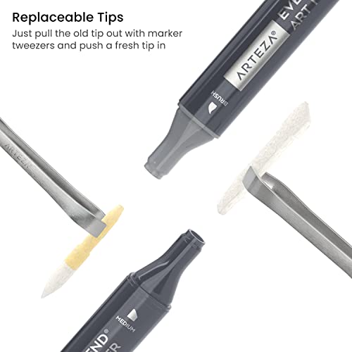 ARTEZA Marker Tip Pack, 10 Rubber Brush Nibs, Marker Nib Replacements ...