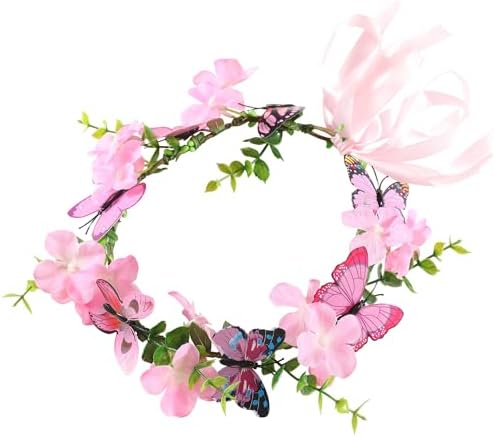 Amazon.com : Gmmidea Butterfly Flower Crown for Women Girls Fairy ...