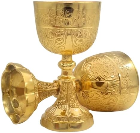 Amazon.com | REPLICARTZ Gold Brass Chalice Goblet with Blue Stones – 7. ...
