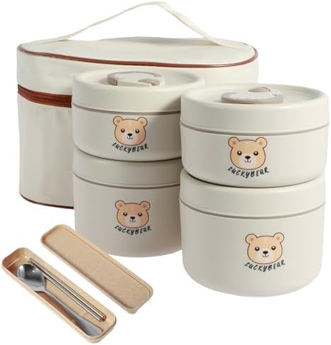 NZWBSHSSP 3/4 Pack Food Box Stackable Adult Food Box Portable Insulated ...