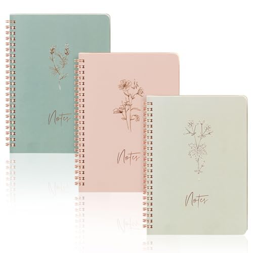 3 PCS Aesthetic Spiral Notebooks, A5 Hardcover College Straight Line ...