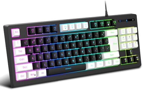 Docooler 87 Keys Wired Gaming Keyboard, True RGB Streamer Mini ...