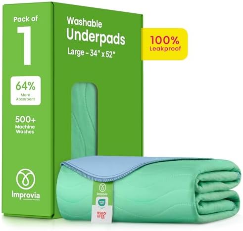 IMPROVIA® Washable Underpads, 34" x 52" (1 Pack) - Heavy Absorbency ...