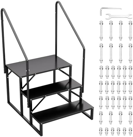 Amazon.com: RV Steps with 2 Handrails-3 Step Metal RV Stairs with ...