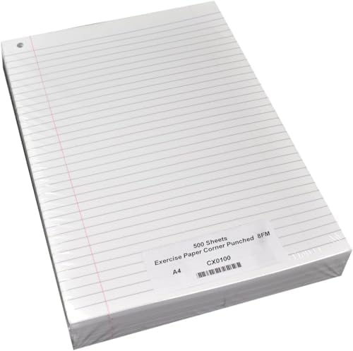 Rhino A4 Loose Leaf Lined Paper, 500 Sheets / 1000 Page, 8mm Lined with ...