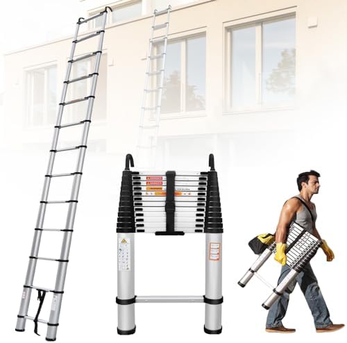 5M/16.4FT Telescoping Ladders With Hooks Multi-Purpose Aluminum ...