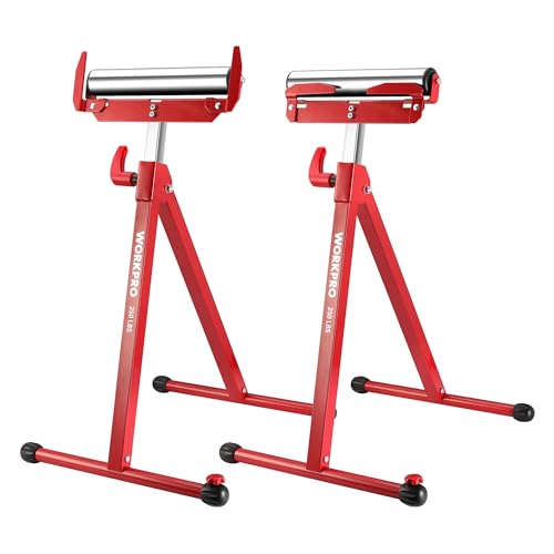 Snapklik.com : WORKPRO Folding Roller Stand Height Adjustable