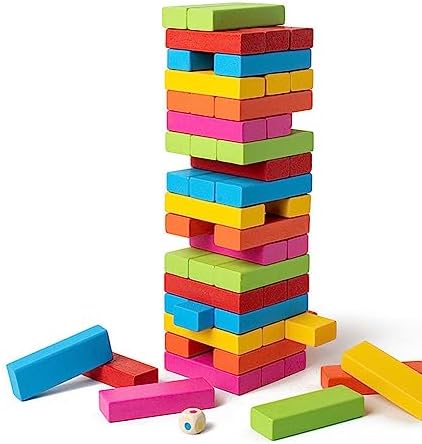 JZS Classic Building Blocks Game with Genuine Hardwood Blocks, Stacking ...