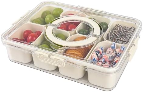 Amazon.com: Divided Serving Tray with Lid and Handle - Snackle Box ...