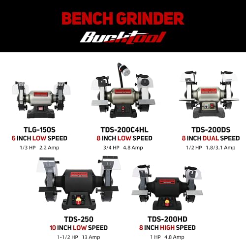 Snapklik.com : BUCKTOOL 1-1/2HP 10 Inch Low Speed Bench Grinder, 1750 ...