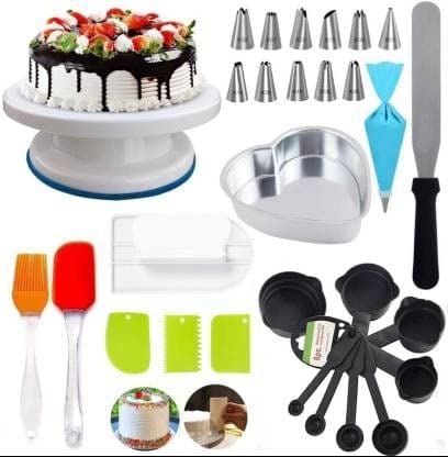 Buy CAKEBAKEMOLD - Cake Making Materials - 28 cm Turntable + 12 Pcs ...