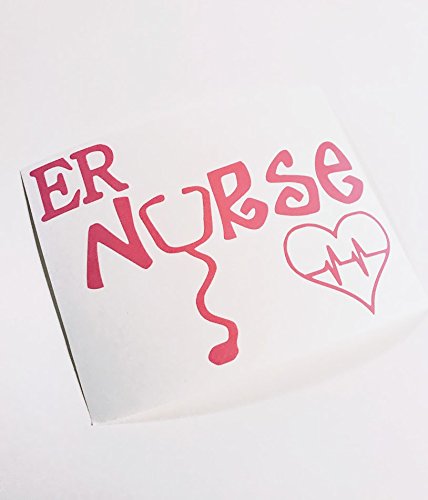 Amazon.com: Pink ER Nurse Stethoscope Heart | ER RN Vinyl Decal ...