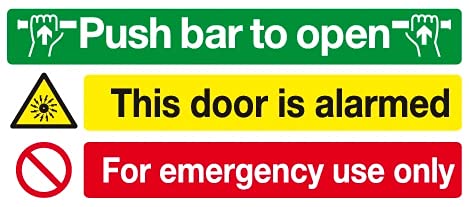 Buy Push bar to Open This Door is alarmed for Emergency use only Sign ...