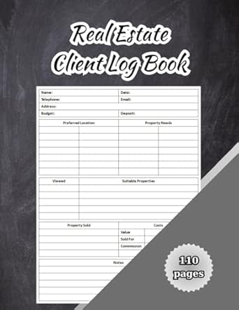 Real Estate Client Log Book: Register Manage Customer Name | Contact ...