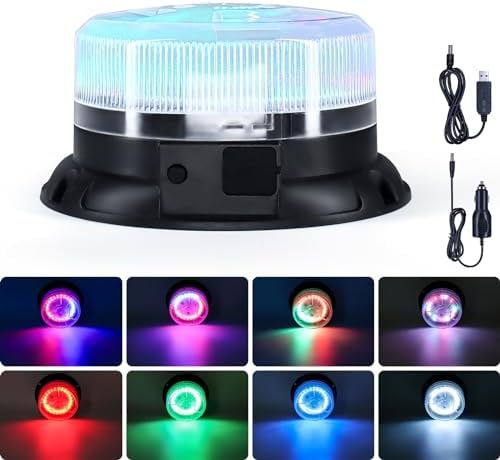 Wireless Magnetic LED Beacon Light,Purple Green Blue Rechargeable ...